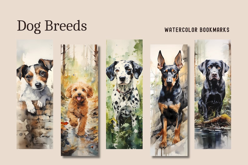 Dog Breeds - Watercolor Bookmarks, PNG, Sublimation - Etsy