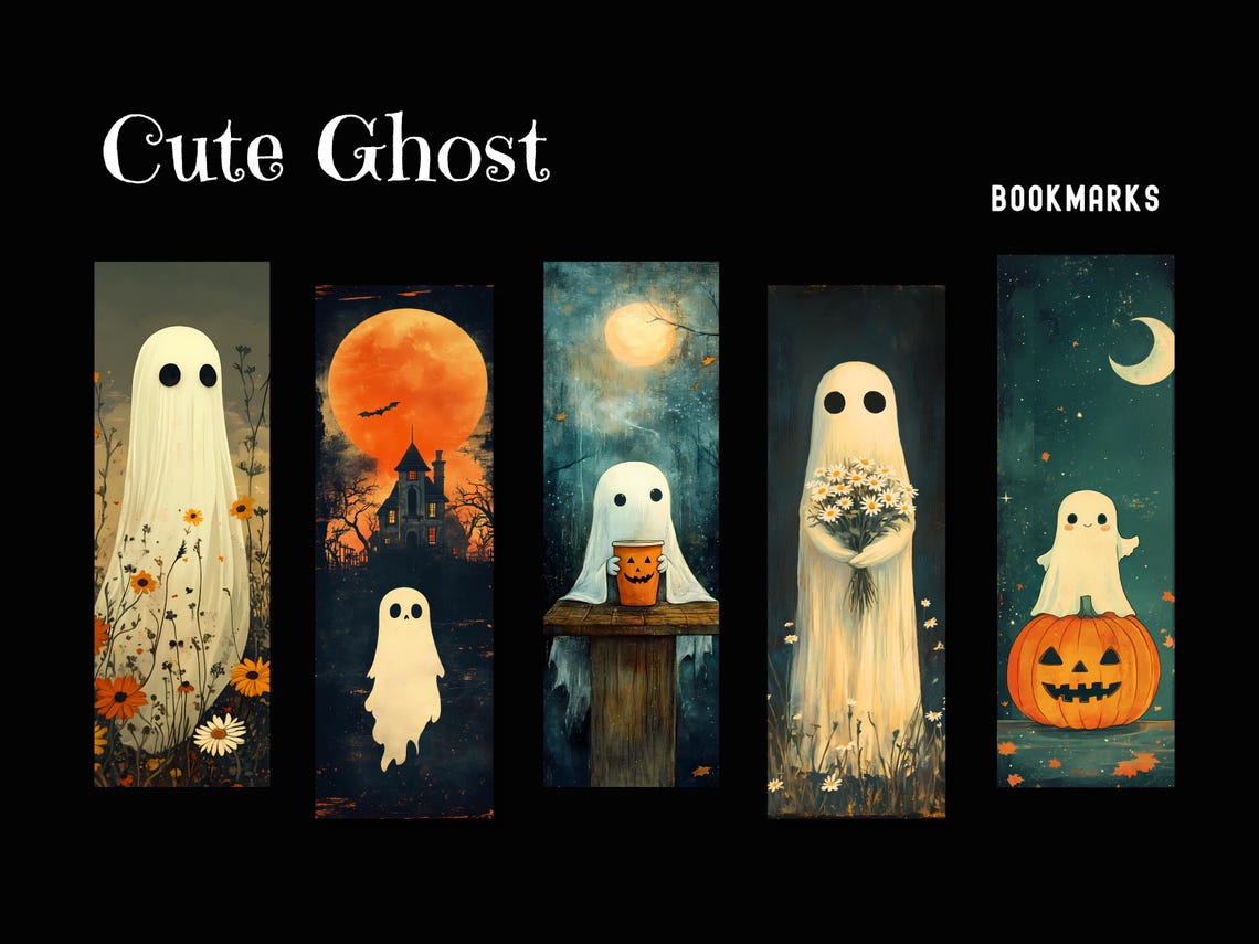 Cute Ghost Bookmarks - Printable Bookmark Cute Halloween Ghost ...