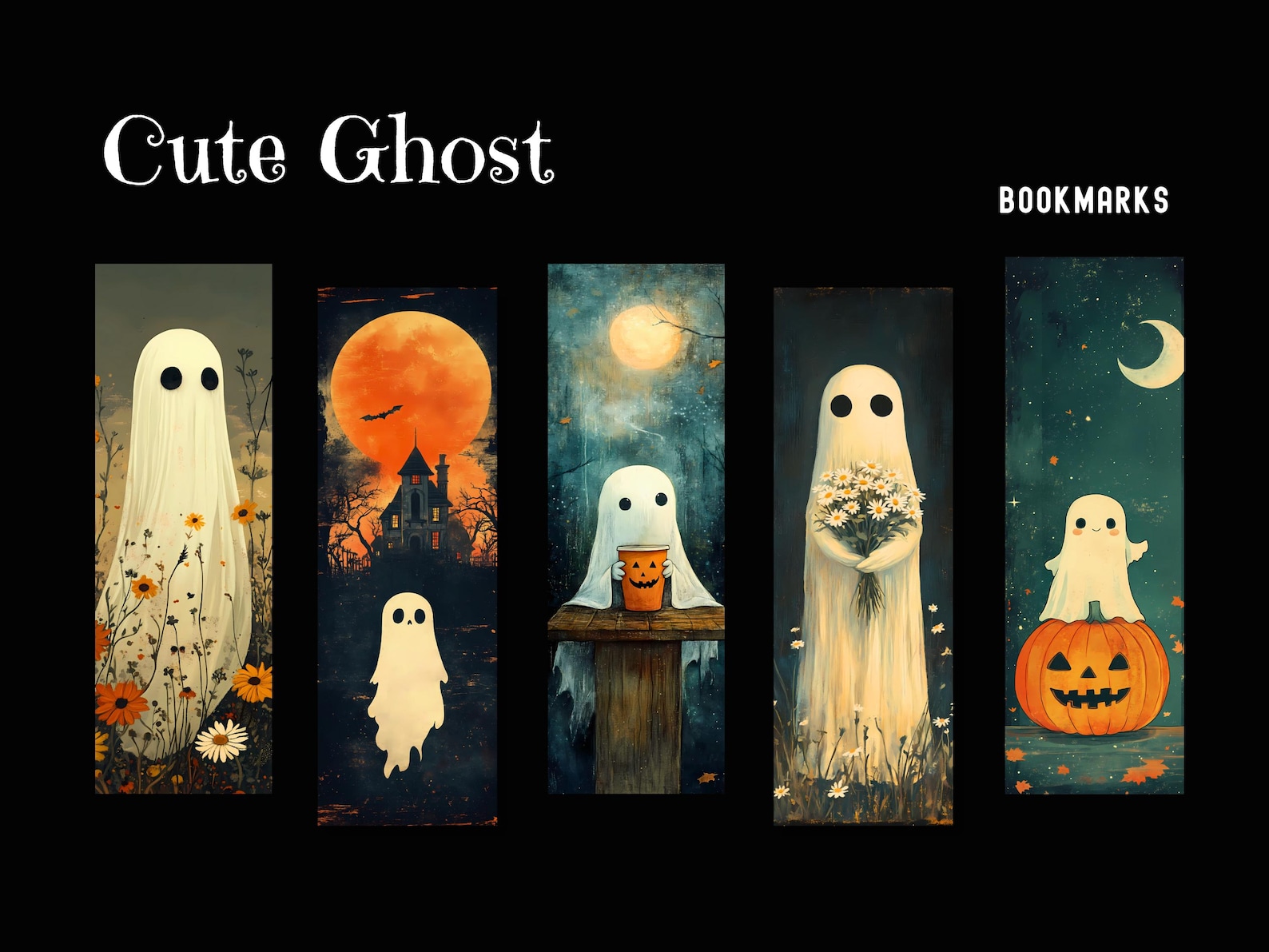 Cute Ghost Bookmarks - Printable Bookmark Cute Halloween Ghost ...