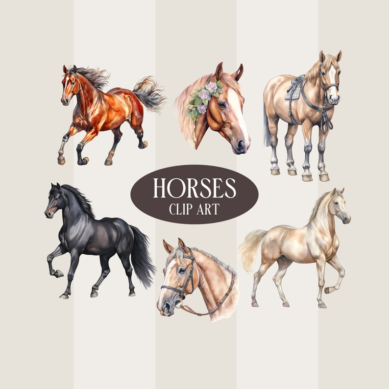 Horse Clip Art Horses, Watercolor, Clipart, Scrapbook, Cards ...