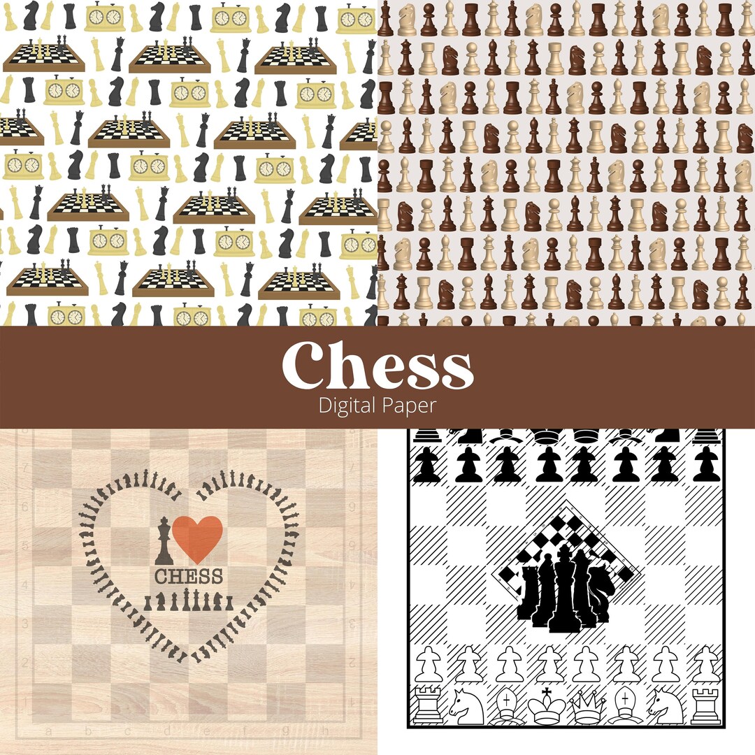 Chess Digital Paper - Chess Player, Chess Board, Scrapbook Paper ...