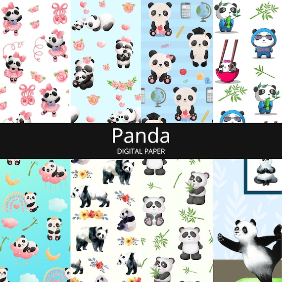 Panda Digital Paper Pandas Scrapbooking Paper Craft Paper | Etsy
