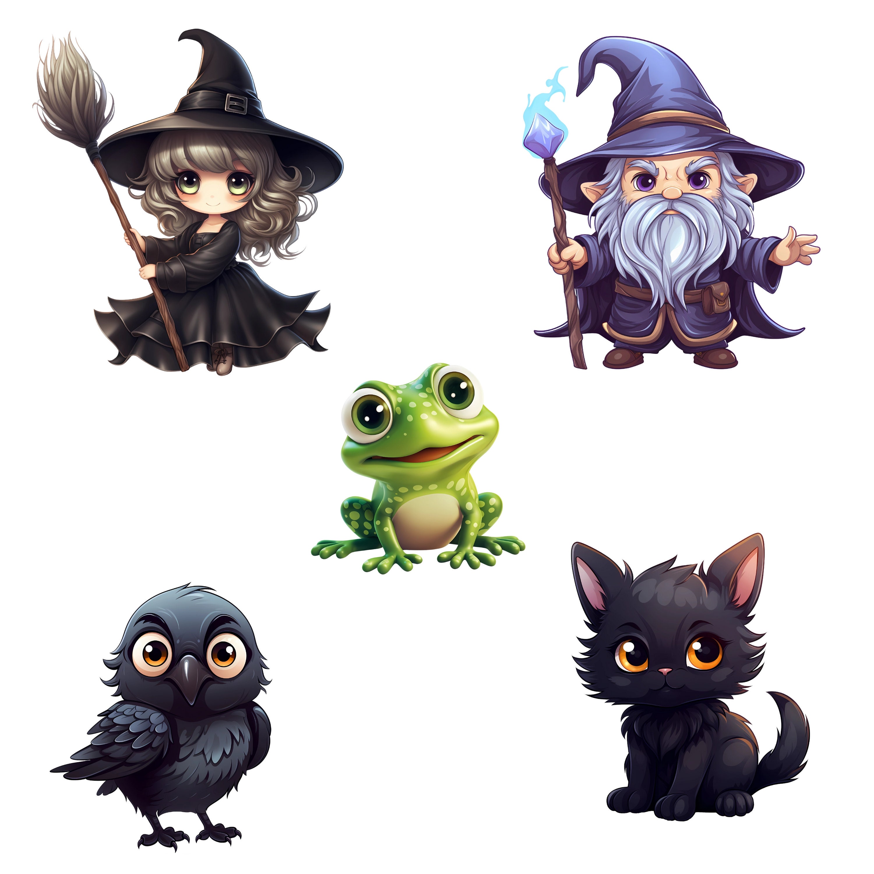 Chibi Witch Clip Art Witchy, Halloween, Wizard, Clipart, Scrapbook ...