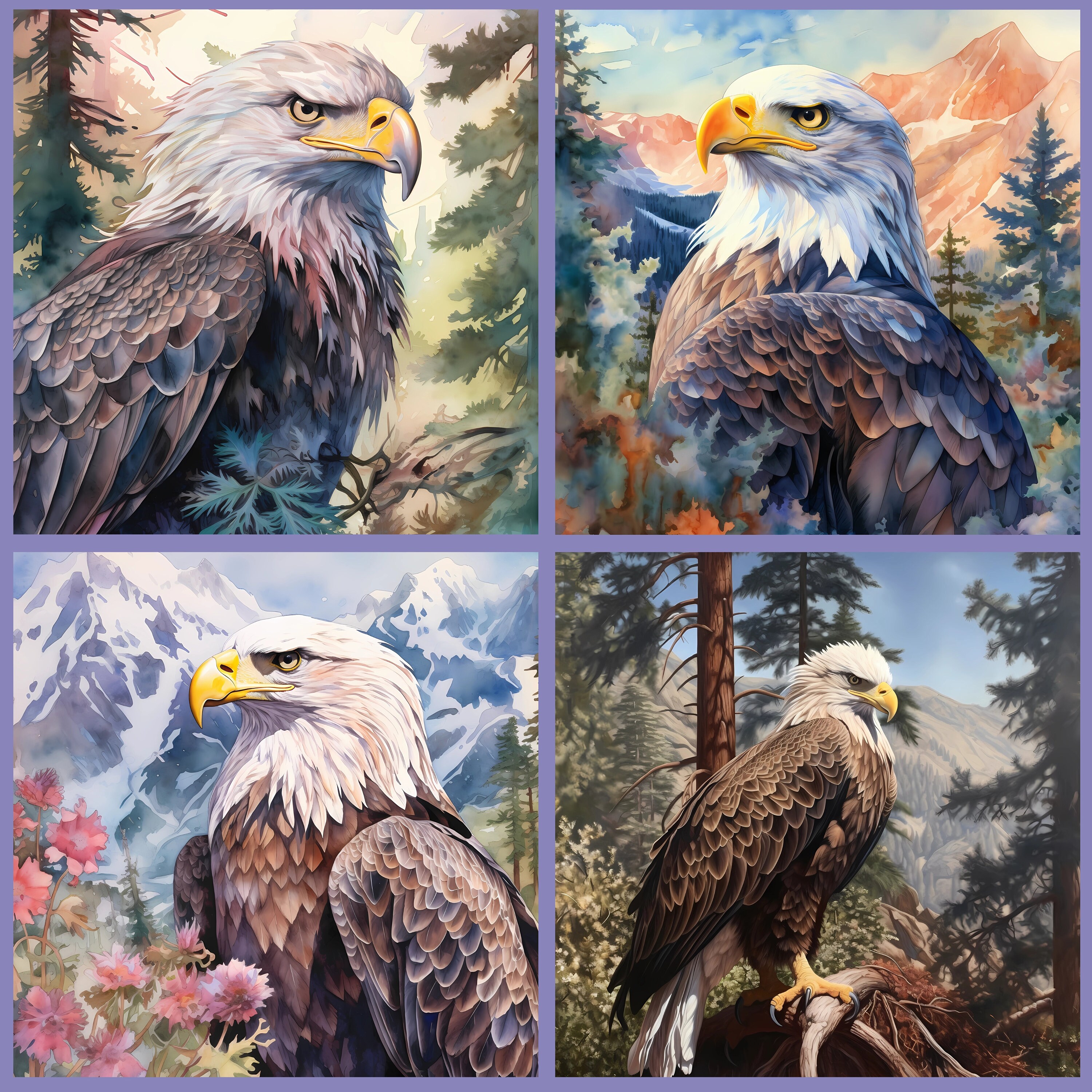 Bald Eagle American Symbol, Eagle, Poster, AI Art, Wall Art, Digital ...