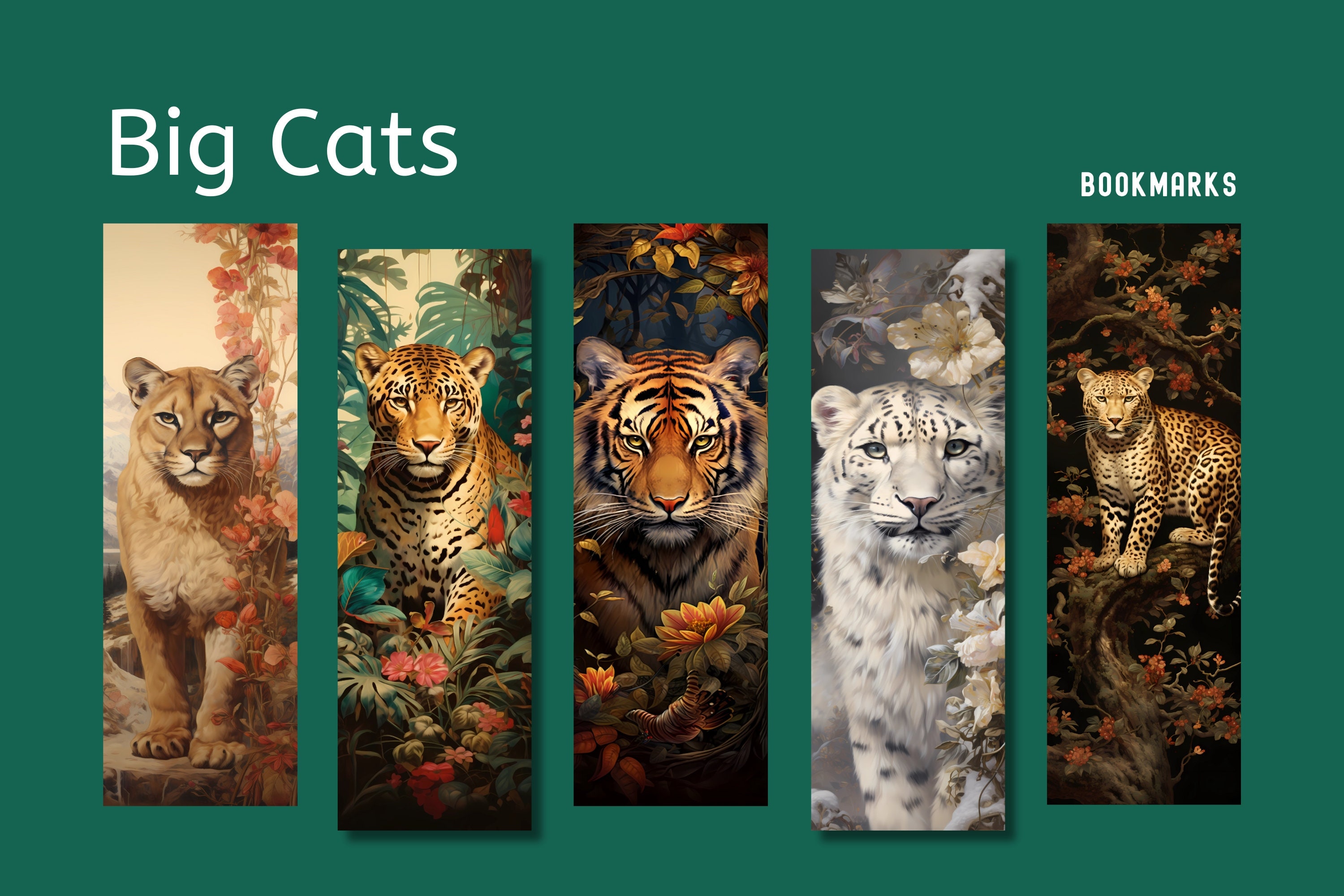 Big Cat Bookmarks - Wildcats, PNG, Sublimation - Etsy