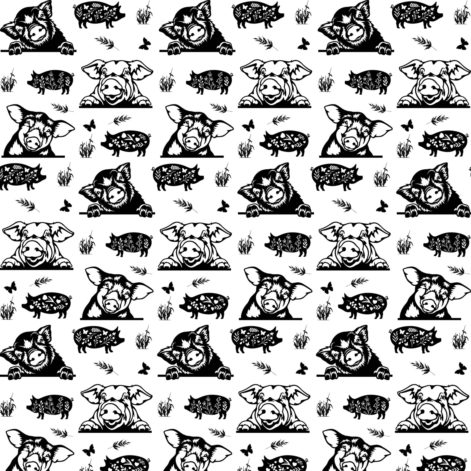 Pigs Digital Paper Pig Scrapbooking Paper, Junk Journals, Pattern ...