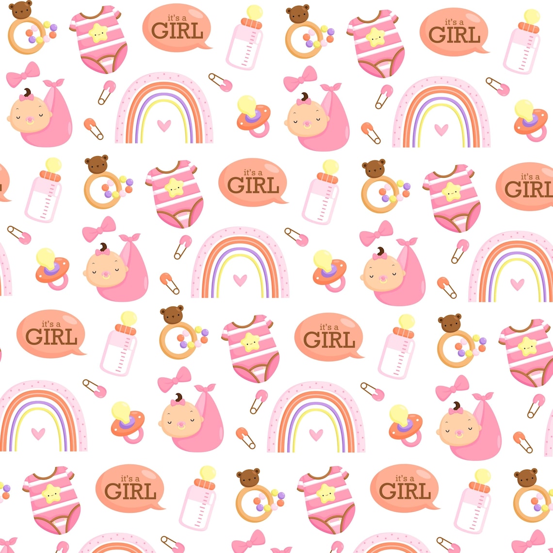 It's A Girl Digital Paper Scrapbook Paper Baby Girl - Etsy