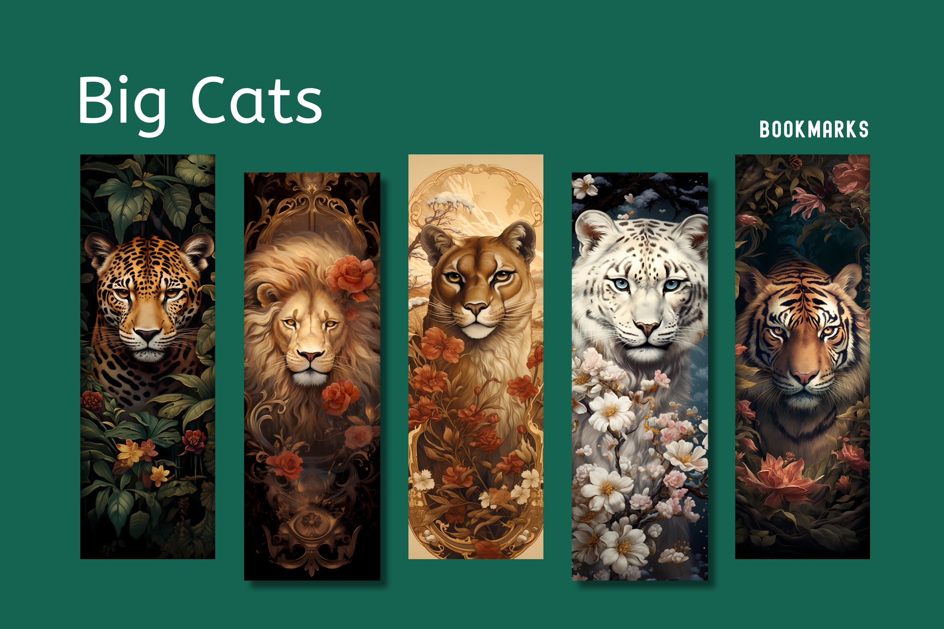 Big Cat Bookmarks - Wildcats, PNG, Sublimation - Etsy