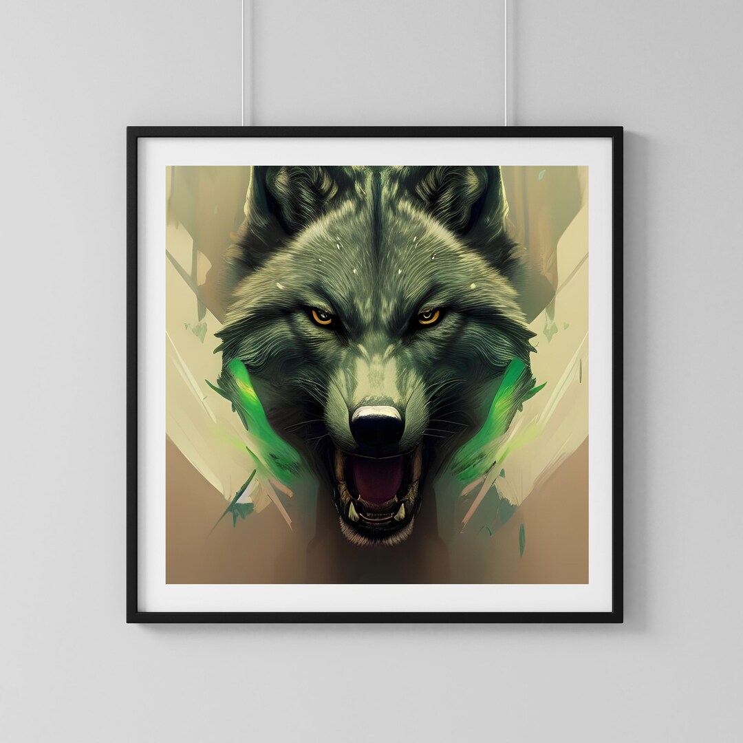 Fierce Wolf Digital Paper Digital Art Wall Art Poster - Etsy