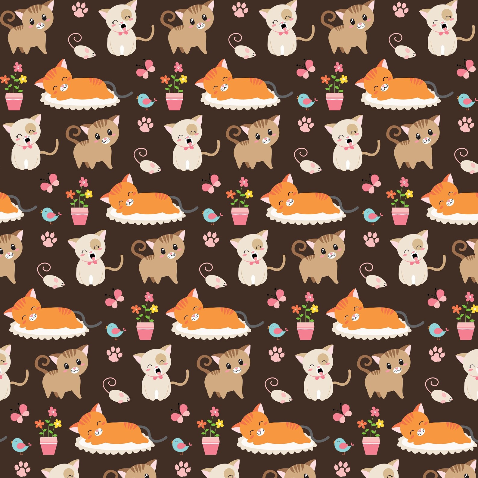 Cats Digital Paper Cute Cats Patterned Paper Scrapbook - Etsy