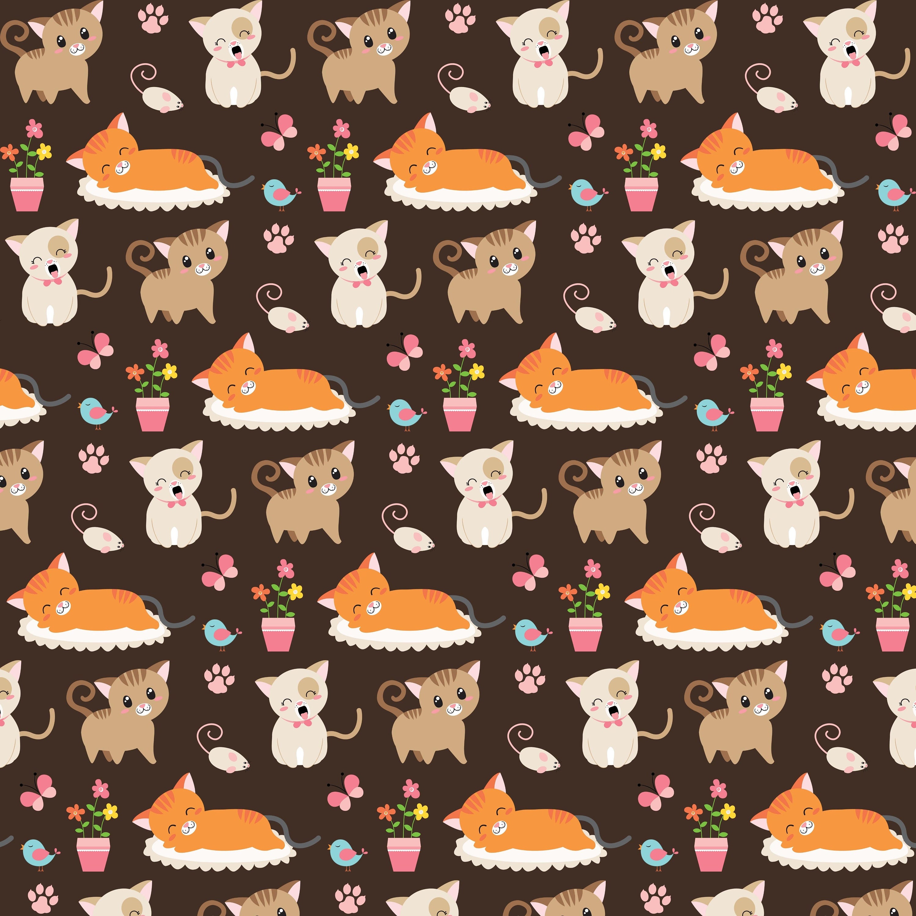 Cats Digital Paper Cute Cats Patterned Paper Scrapbook - Etsy