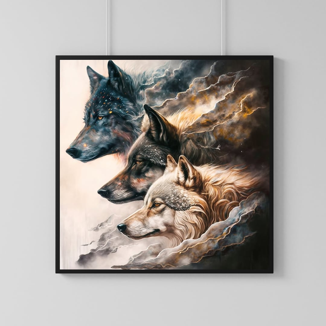 Wolves Wall Art - Wolf, Digital Art, AI Art, Poster, Printable, Instant ...