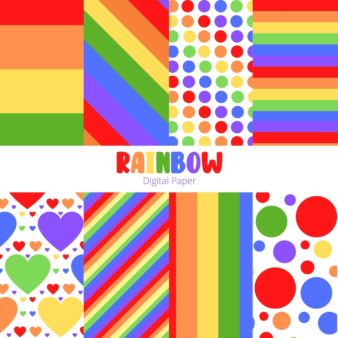 Rainbow Digital Paper - Rainbow Scrapbook Paper - Etsy