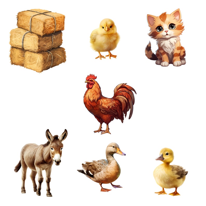 Farm Animal Clip Art Farm Clipart Horses Cows PNG - Etsy