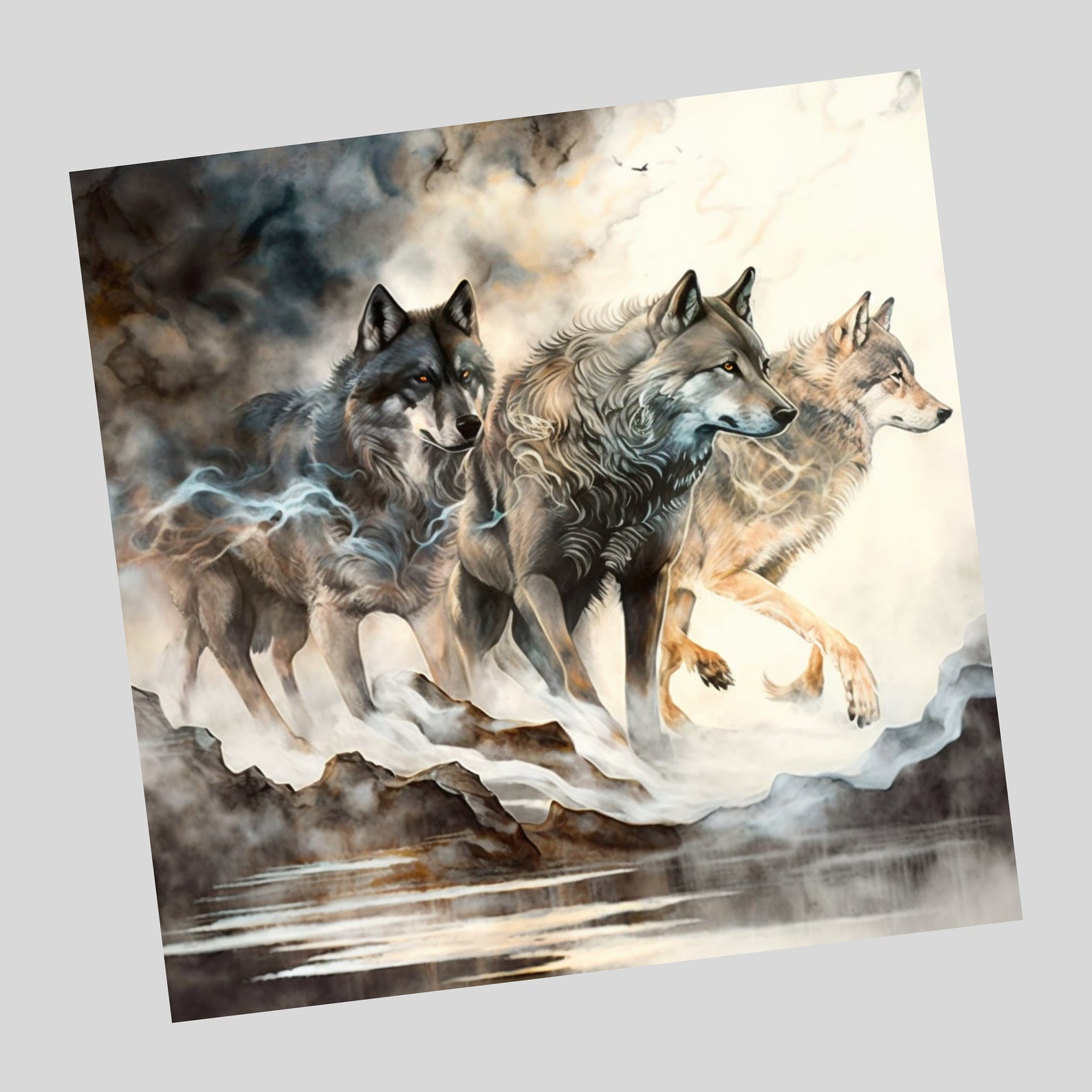 Wolves Wall Art Wolf, Digital Art, AI Art, Poster, Printable, Instant ...