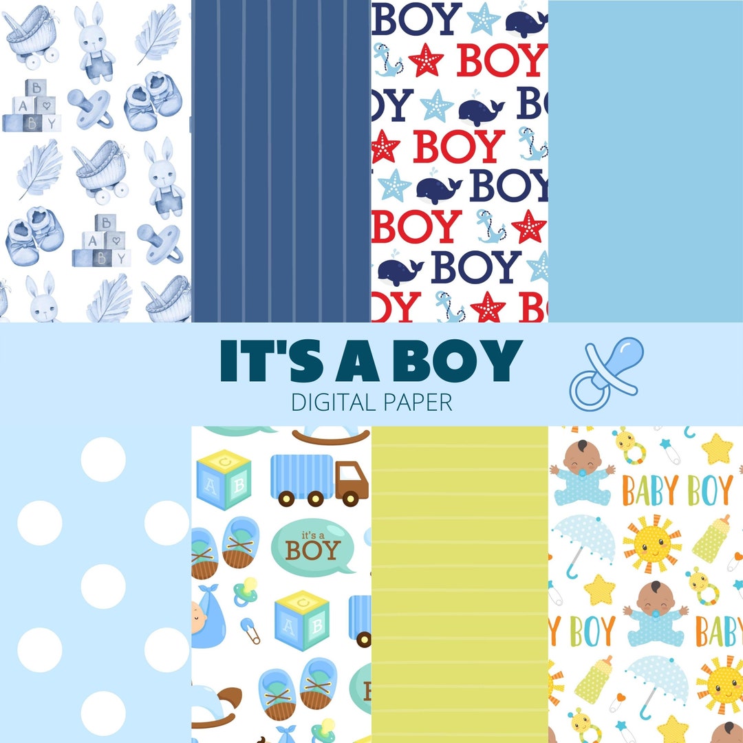 Baby Boy Digital Paper: Scrapbook & Shower Designs (digital Download ...
