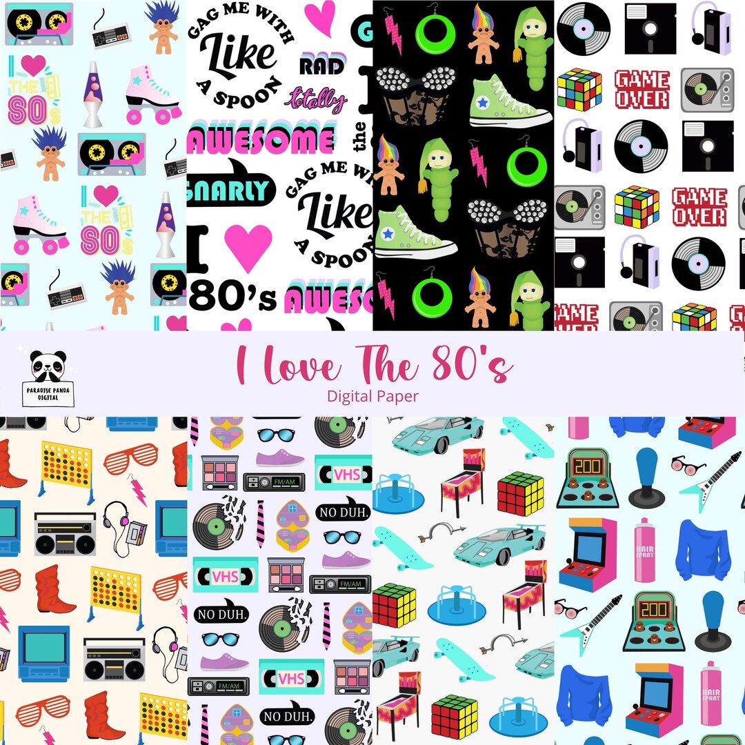 I Love the 80's Digital Paper - Craft Paper - Scrapbooking - Etsy