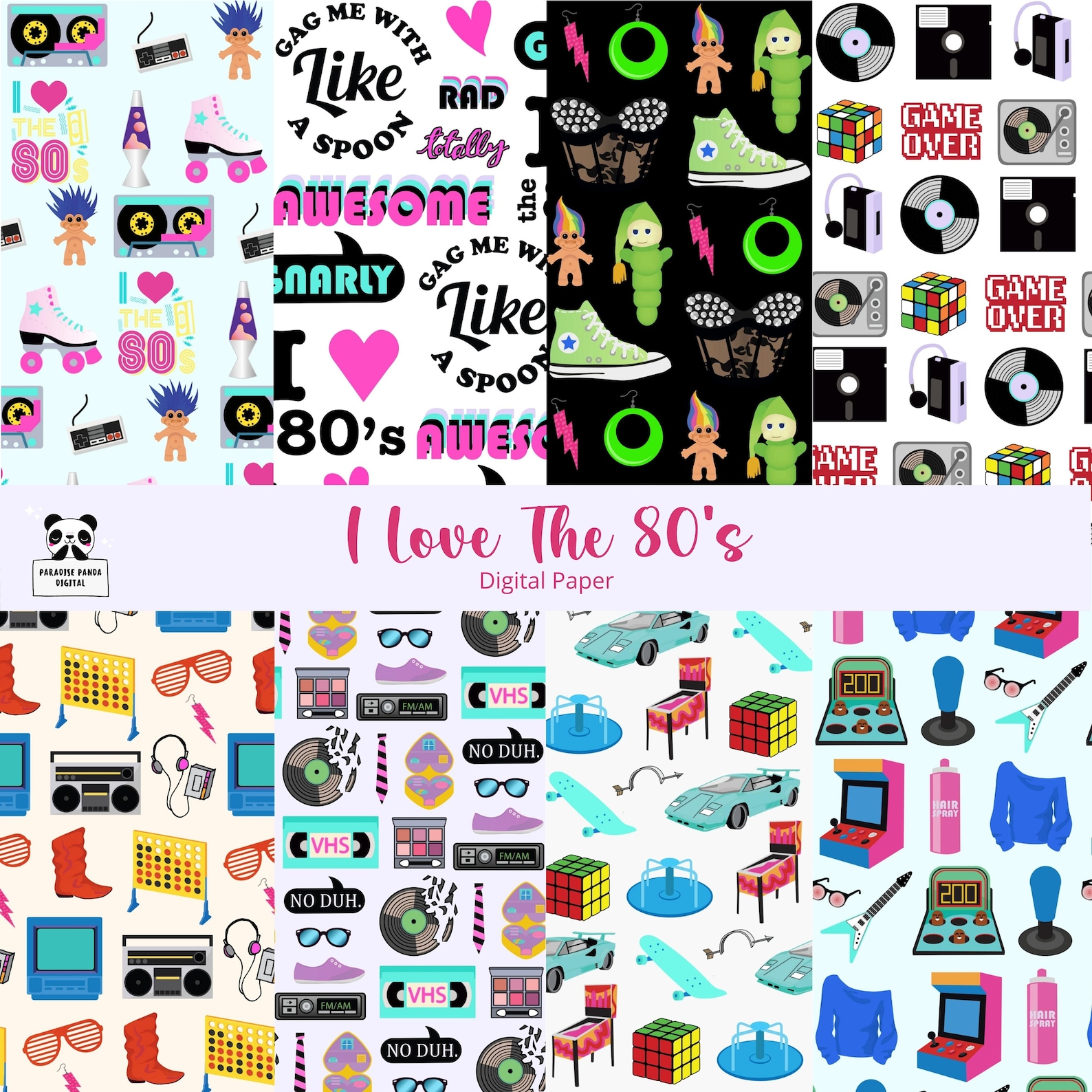 I Love the 80's Digital Paper Craft Paper Scrapbooking - Etsy
