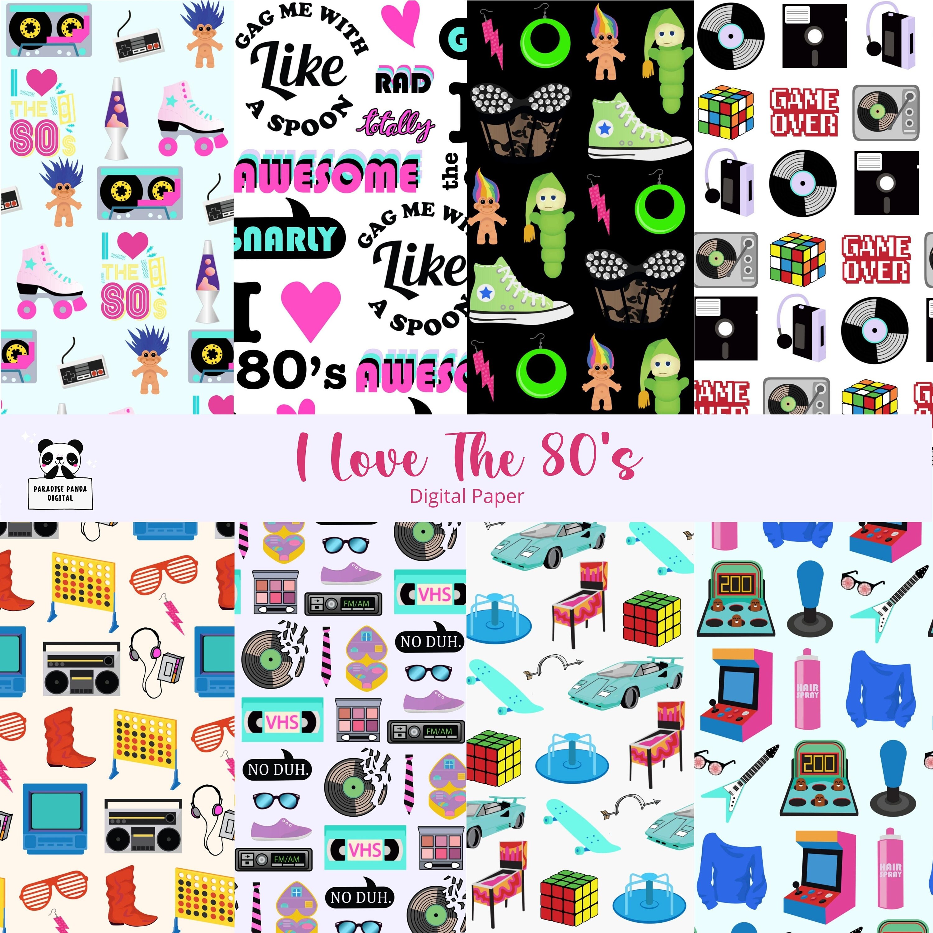 I Love the 80's Digital Paper Craft Paper Scrapbooking - Etsy
