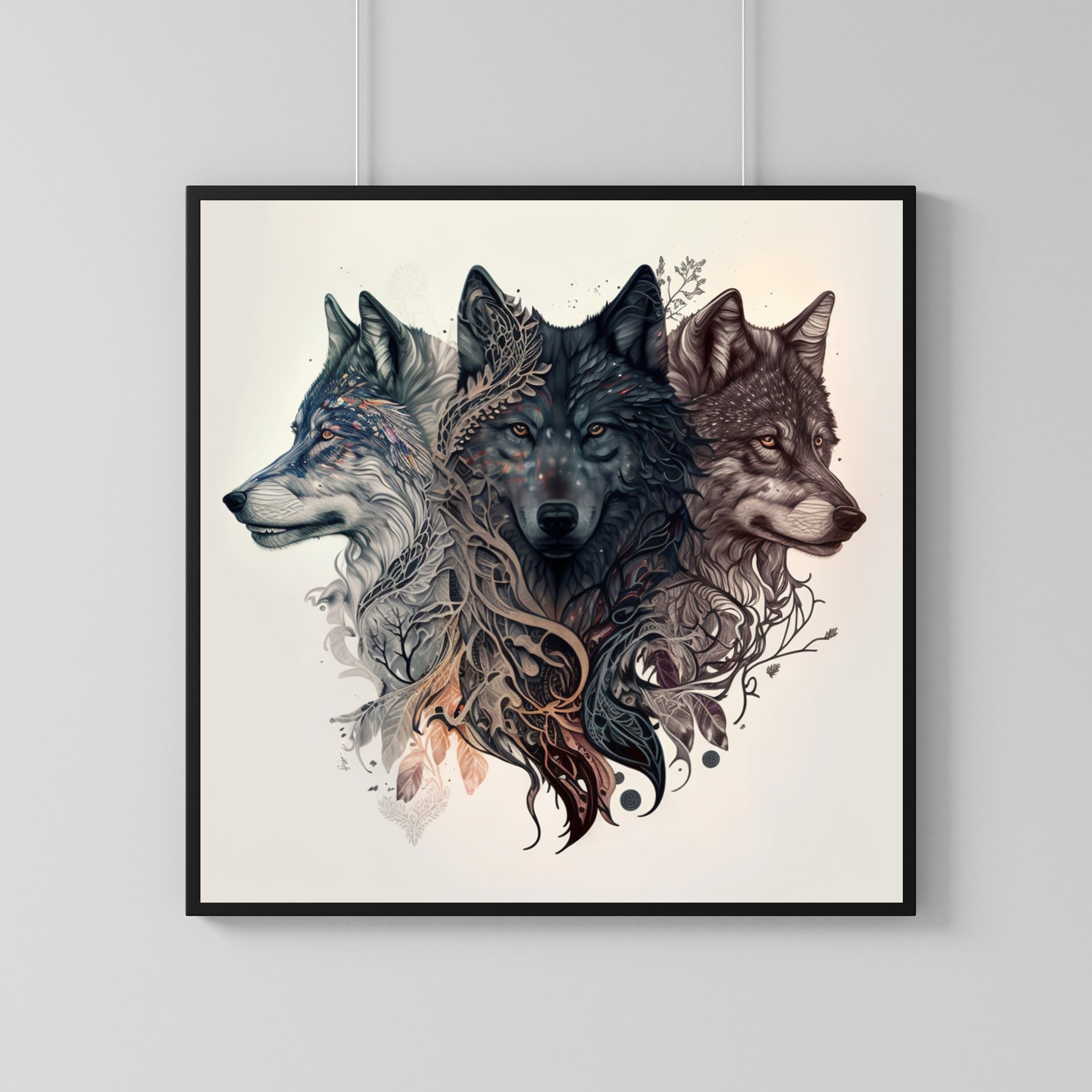 Wolves Wall Art Wolf, Digital Art, AI Art, Poster, Printable, Instant ...