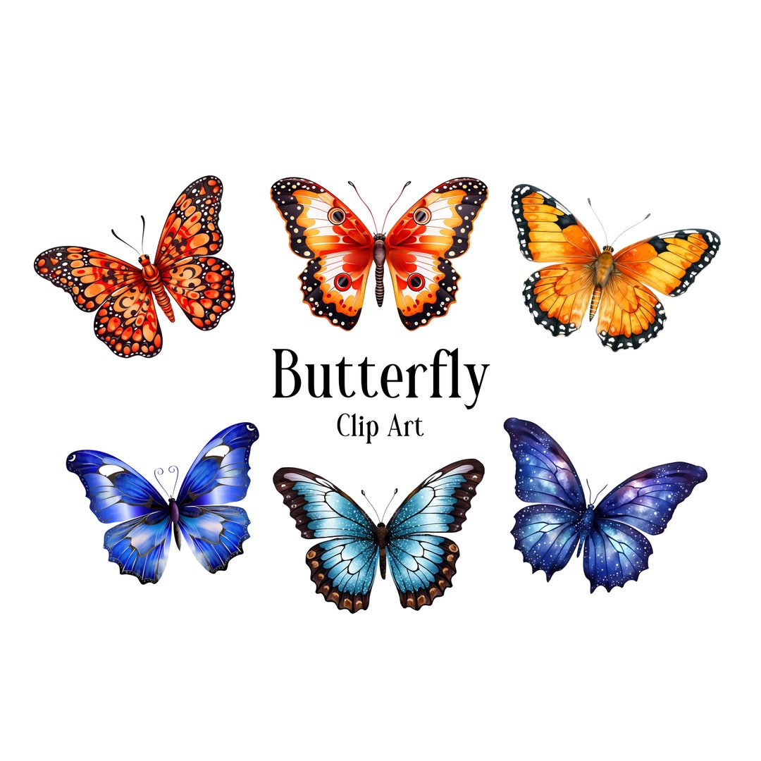 Butterfly Clip Art - Colorful Butterflies, Clipart, Scrapbook, Cards ...