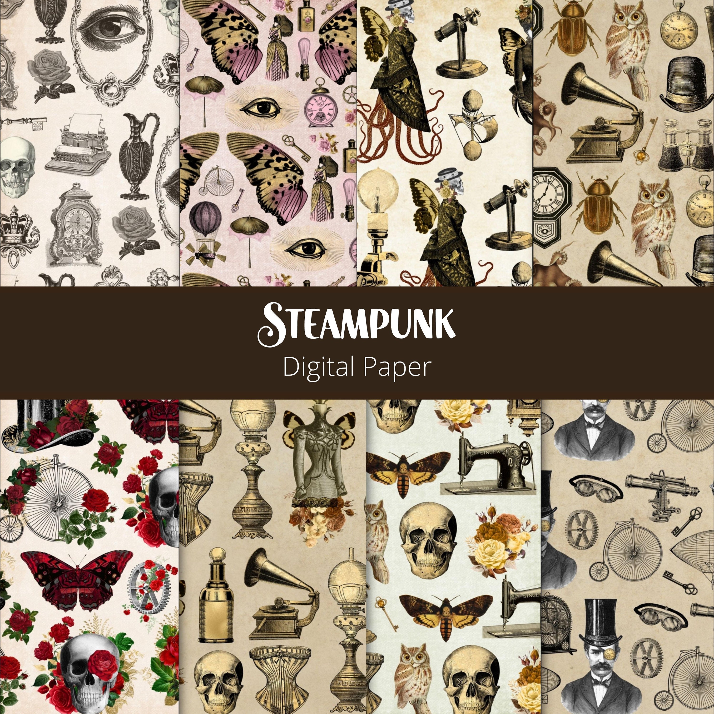 Steampunk Digital Paper Steampunk Scrapbooking Paper for - Etsy