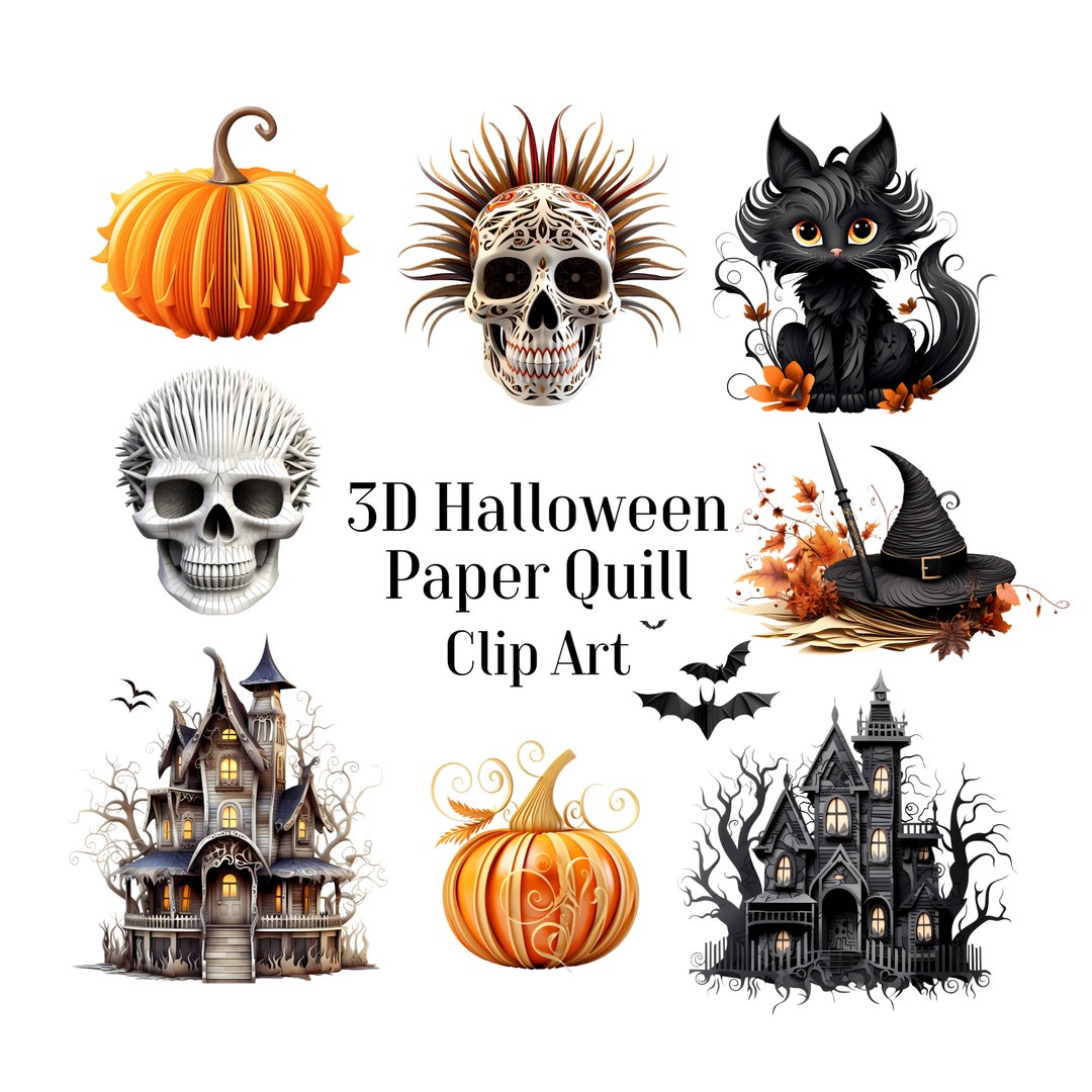 3D Halloween Clip Art - Paper Quill - Etsy