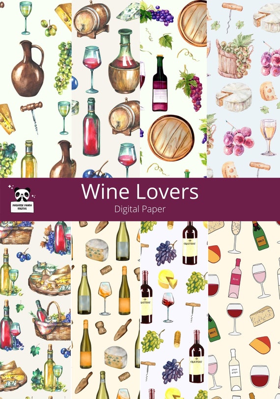 Wine Lovers Digital Paper A4 Size | Etsy