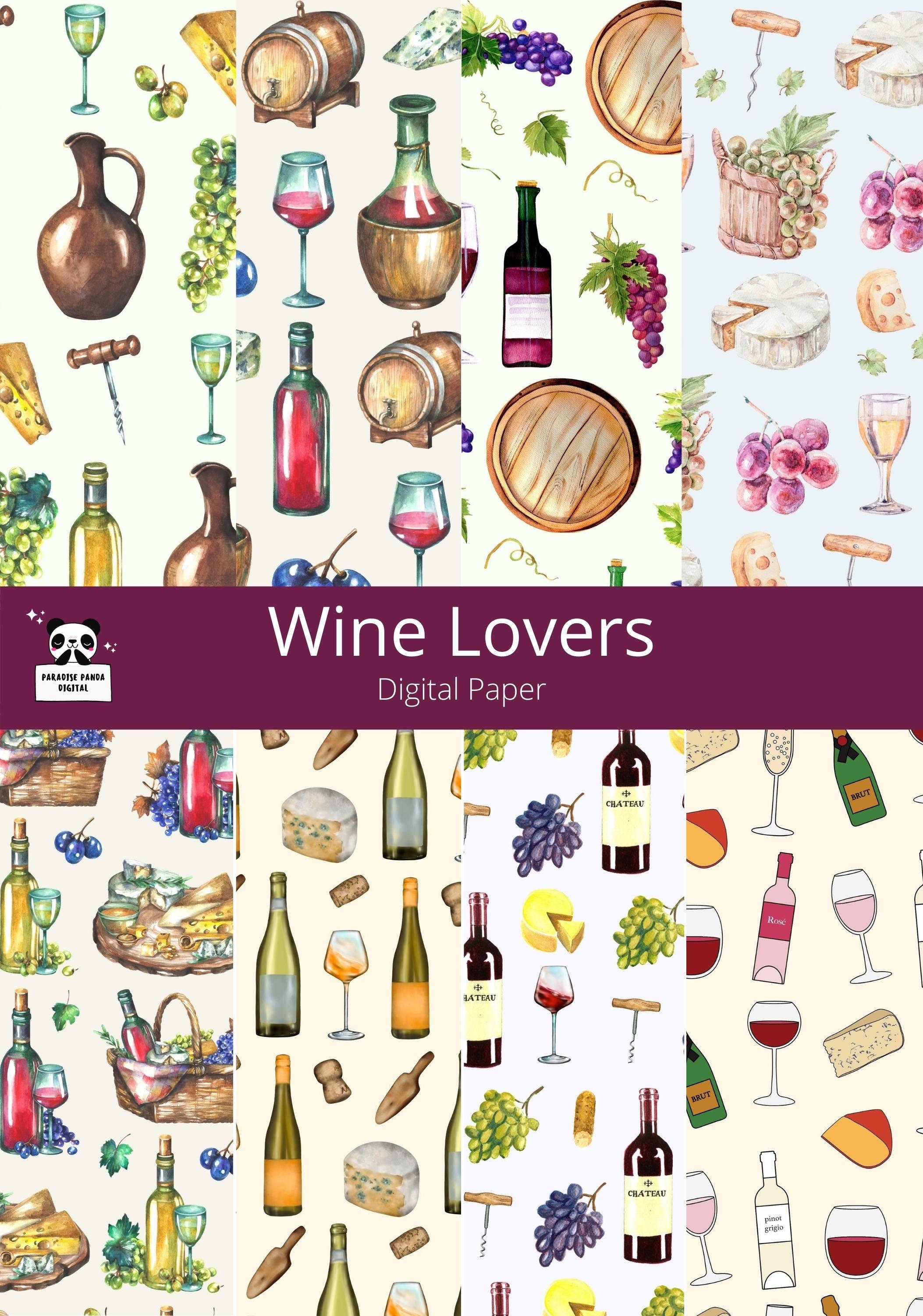 Wine Lovers Digital Paper A4 Size - Etsy
