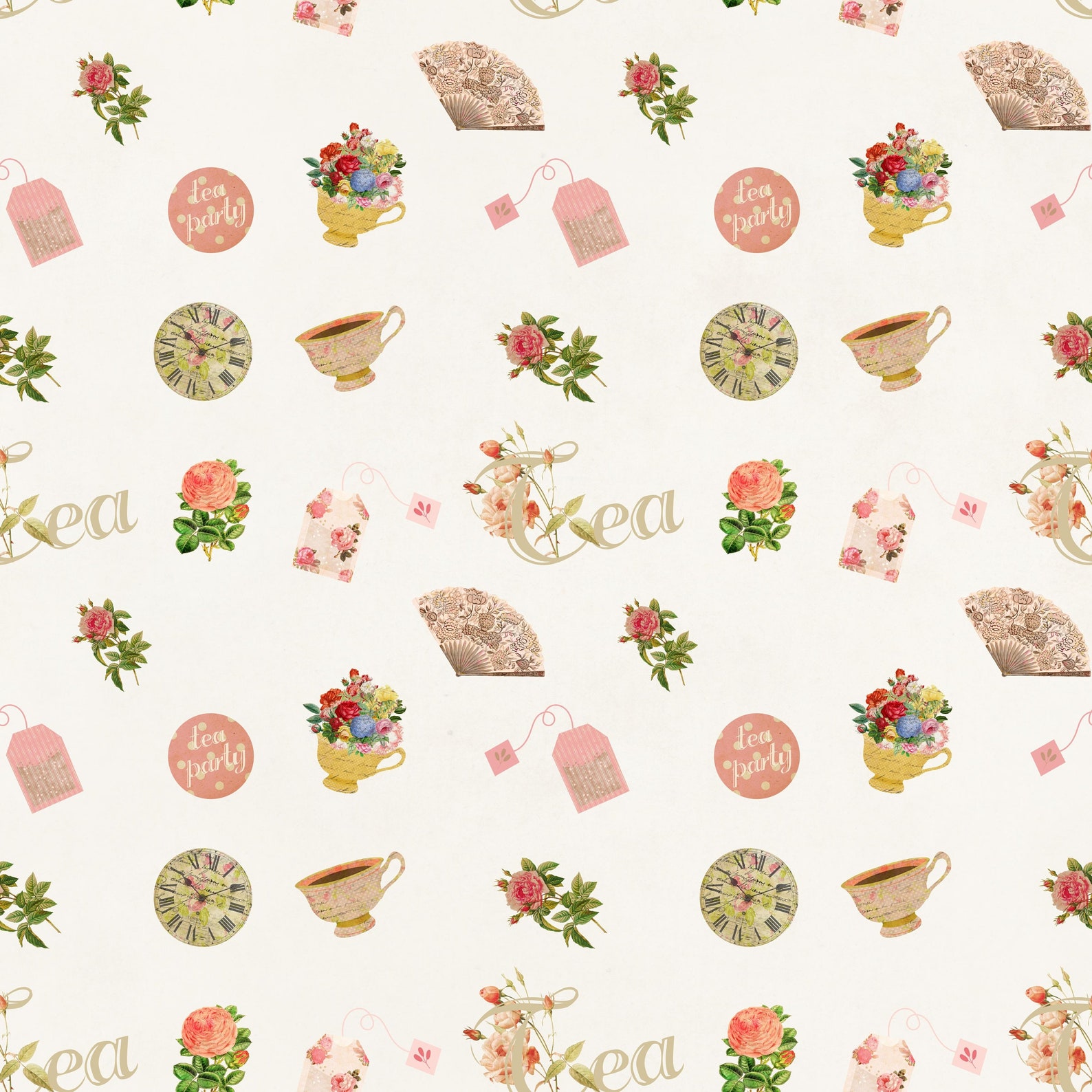 Tea Party Seamless Digital Paper Scrapbooking Paper Junk - Etsy