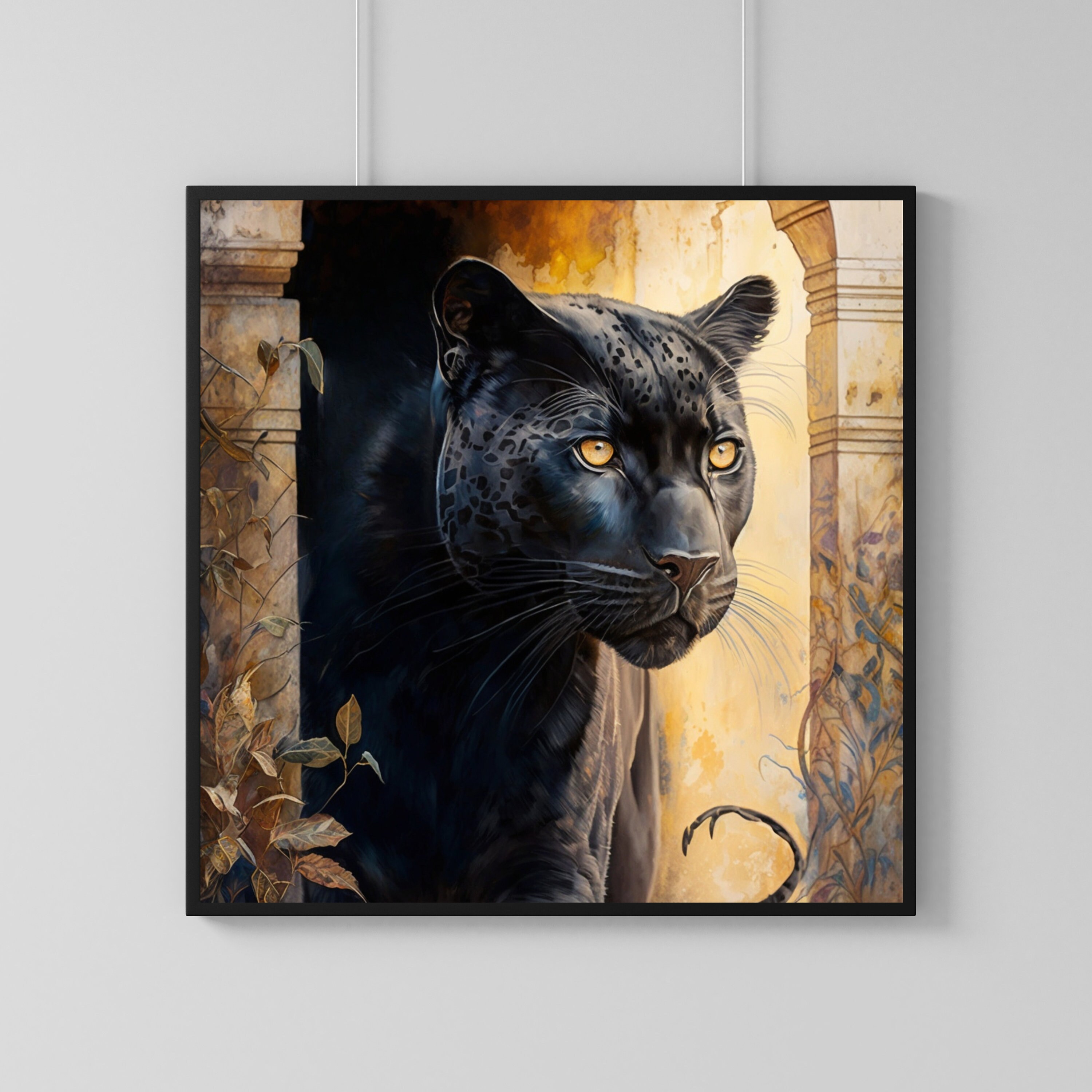 Panther Wall Art black, Wild Cat, Digital Art, AI Art, Poster, Printable, Instant Download, 3 ...