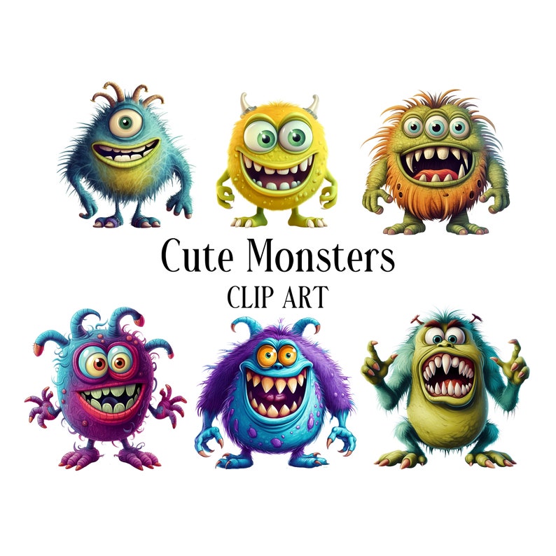 Cute Monsters Clip Art Monster Clipart Scrapbook Cards - Etsy