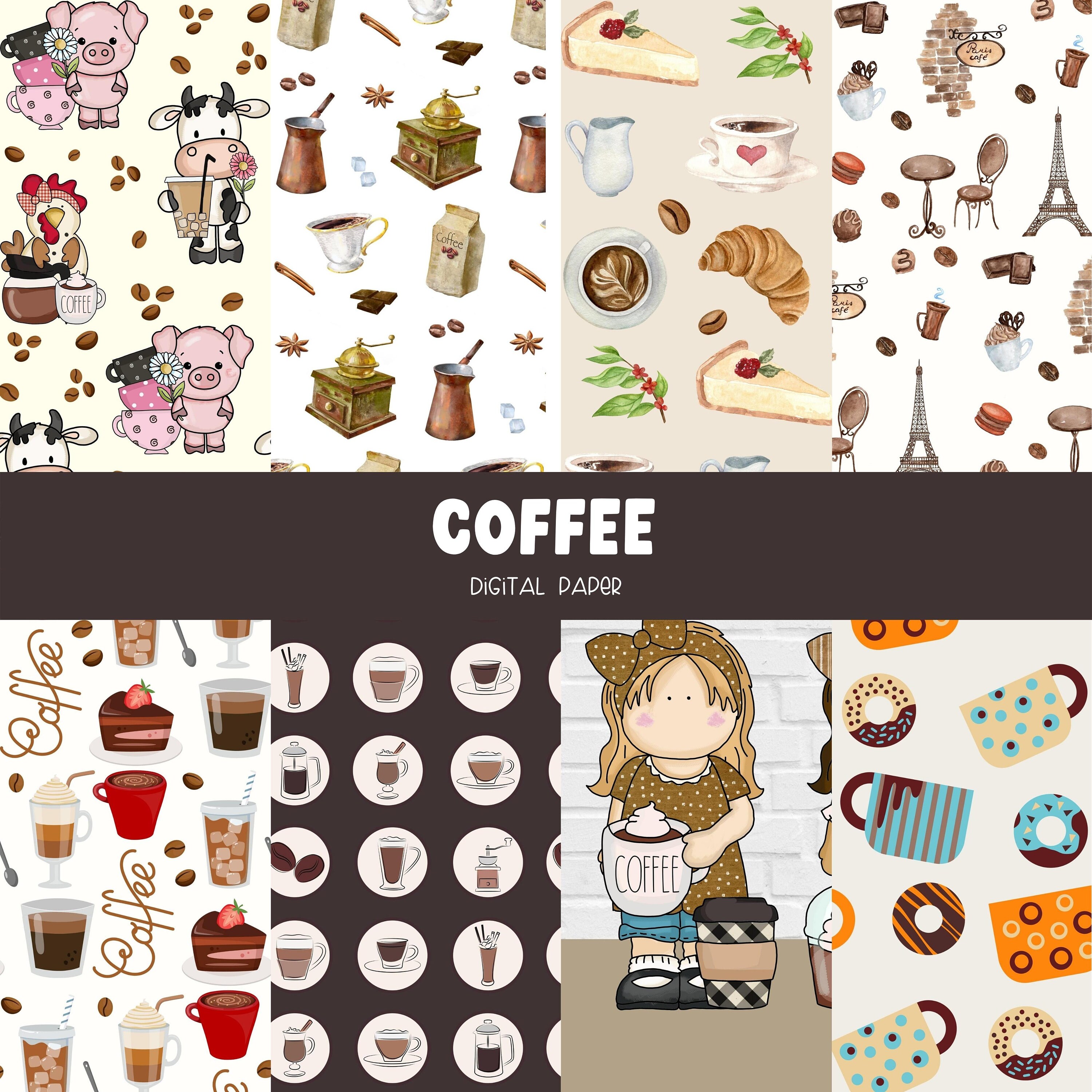 Coffee Digital Paper Scrapbooking Paper Papercrafts Craft - Etsy
