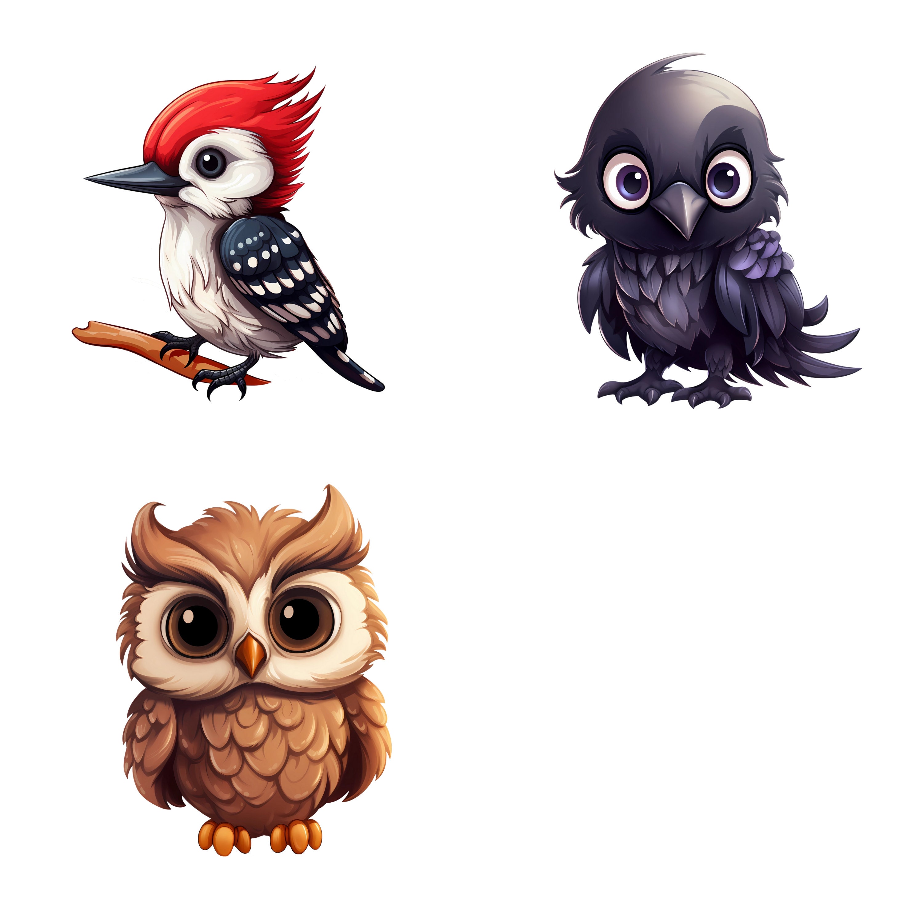 Chibi Forest Animals Clip Art With 2 Forest Backgrounds - Etsy