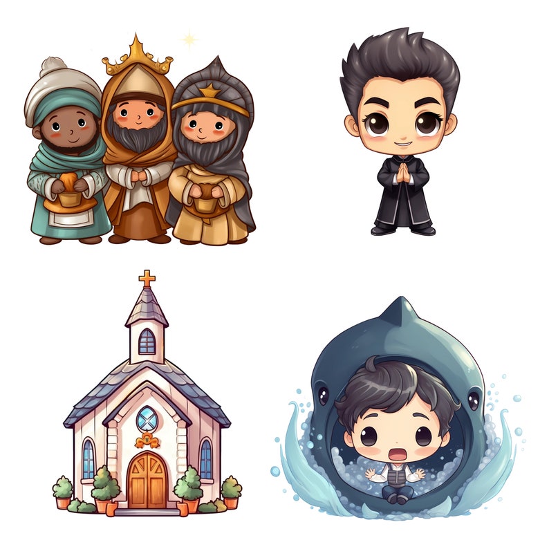Chibi Religious Clip Art - Jesus, Angels, Church, Cross, Clipart ...