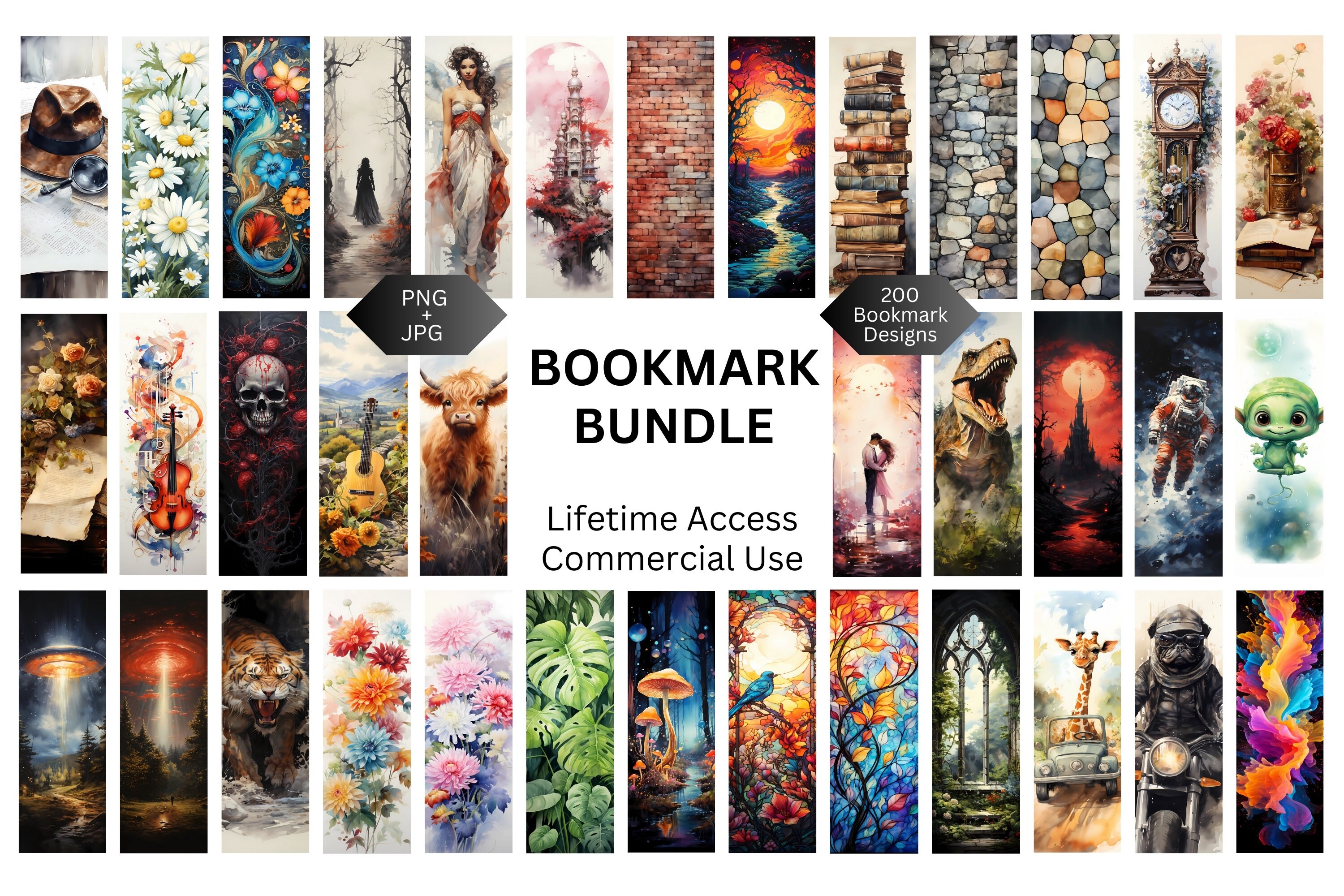 Bookmark Bundle 200 Bookmark Designs, PNG JPG, Sublimation - Etsy