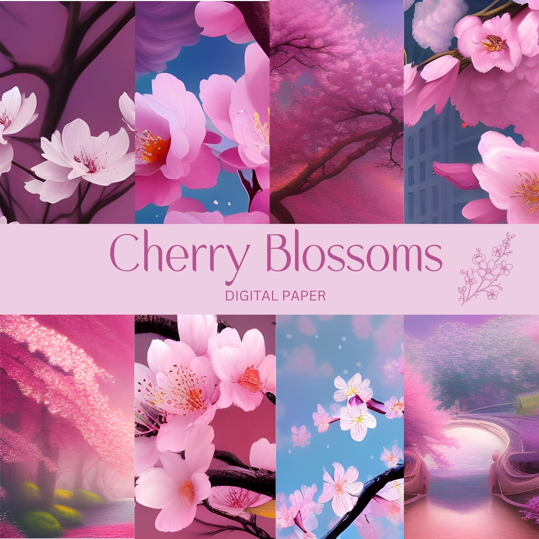 Cherry Blossoms Digital Paper -digital Art, Digital Print, Scrapbook ...