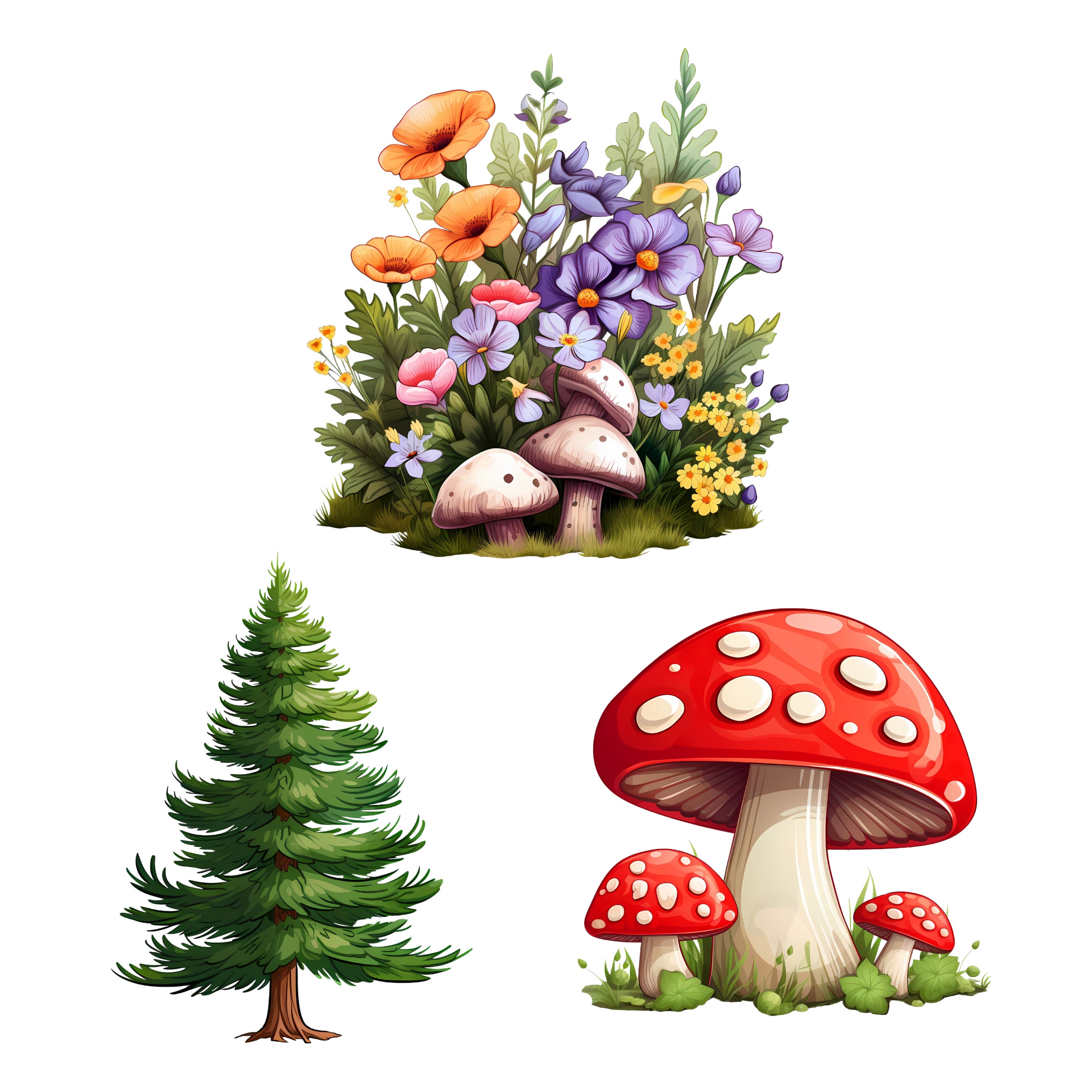 Chibi Forest Animals Clip Art With 2 Forest Backgrounds - Etsy