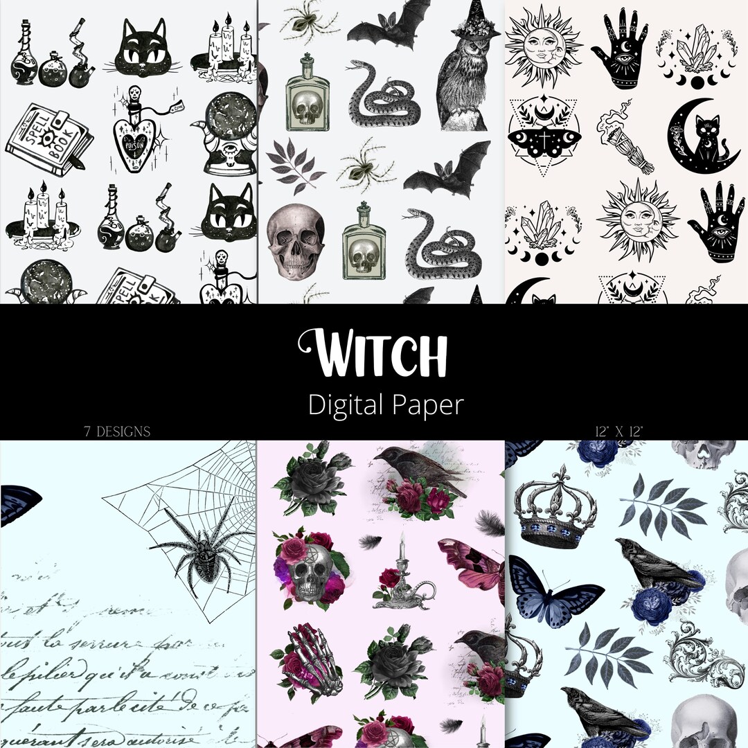 Witch Scrapbook Paper: Vintage Gothic Designs (digital Paper) - Etsy