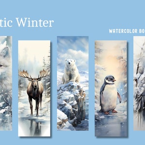 Arctic Watercolor Bookmarks, Bookmark PNG, Winter Sublimation, Arctic ...