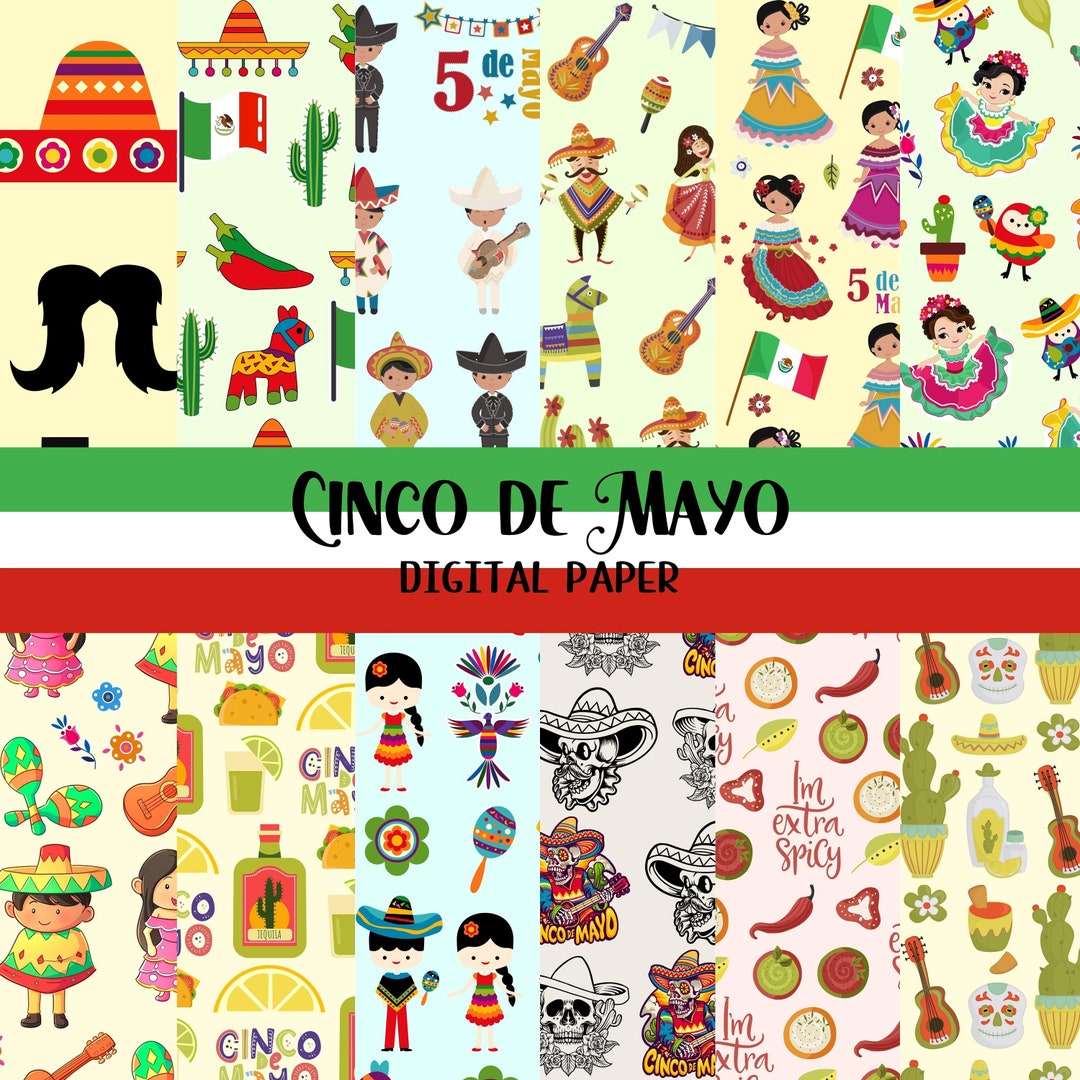 Cinco De Mayo Digital Paper - 5 De Mayo Scrapbook Paper - Etsy