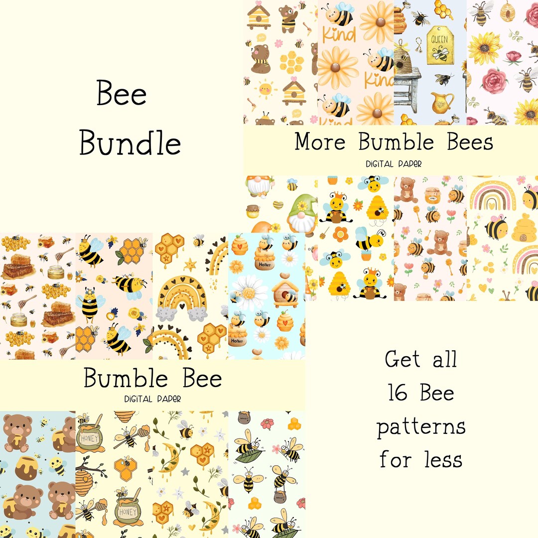 Bee Bundle Bumble Bee Digital Paper & More Bumbles Digital - Etsy