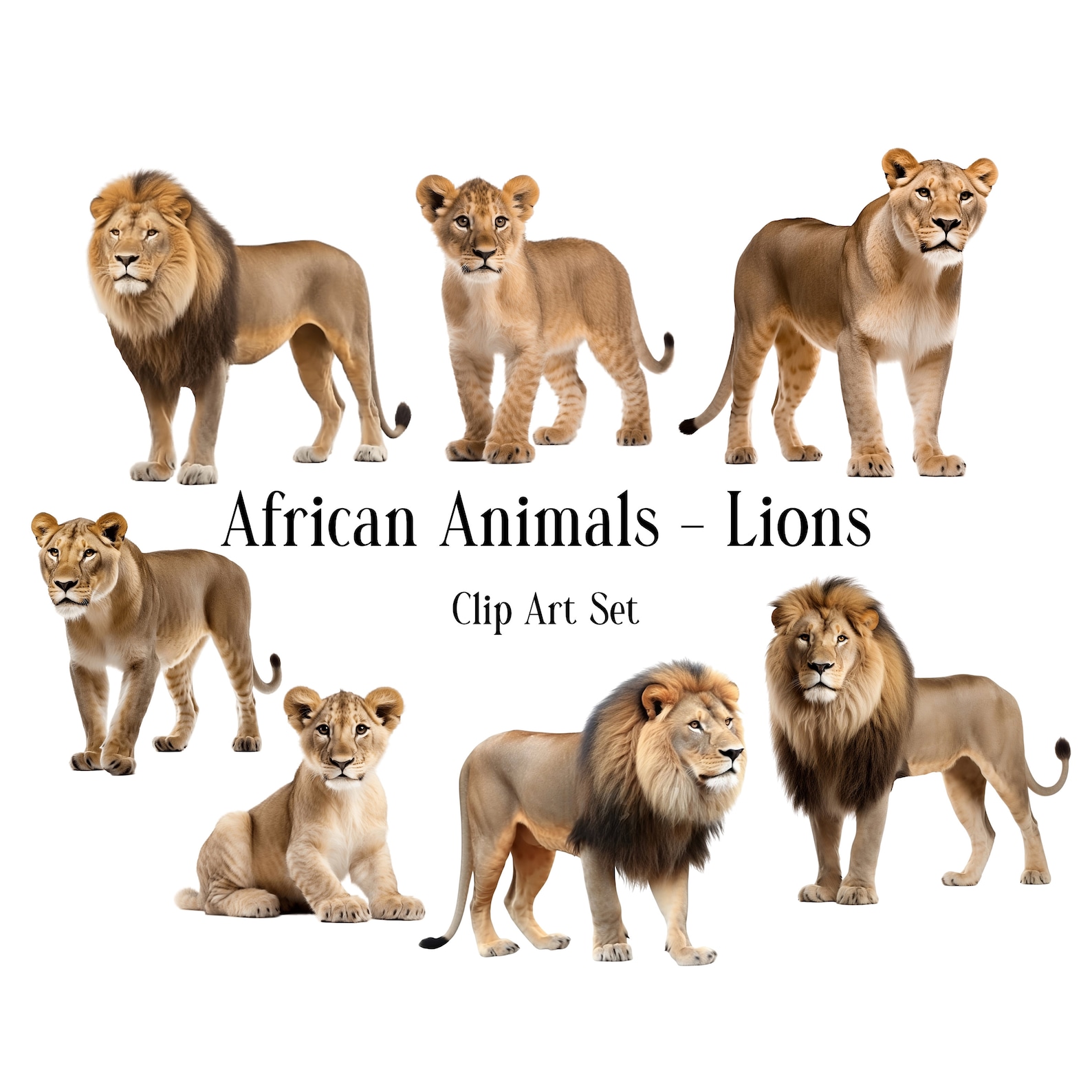 African Animals Clip Art Lions Clipart, Lion, Lioness, Crafts, Cards ...