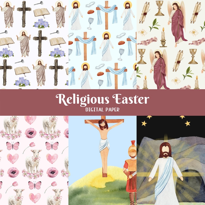 Christian Easter Digital Paper - Religious Scrapbook Paper - Jesus - Etsy