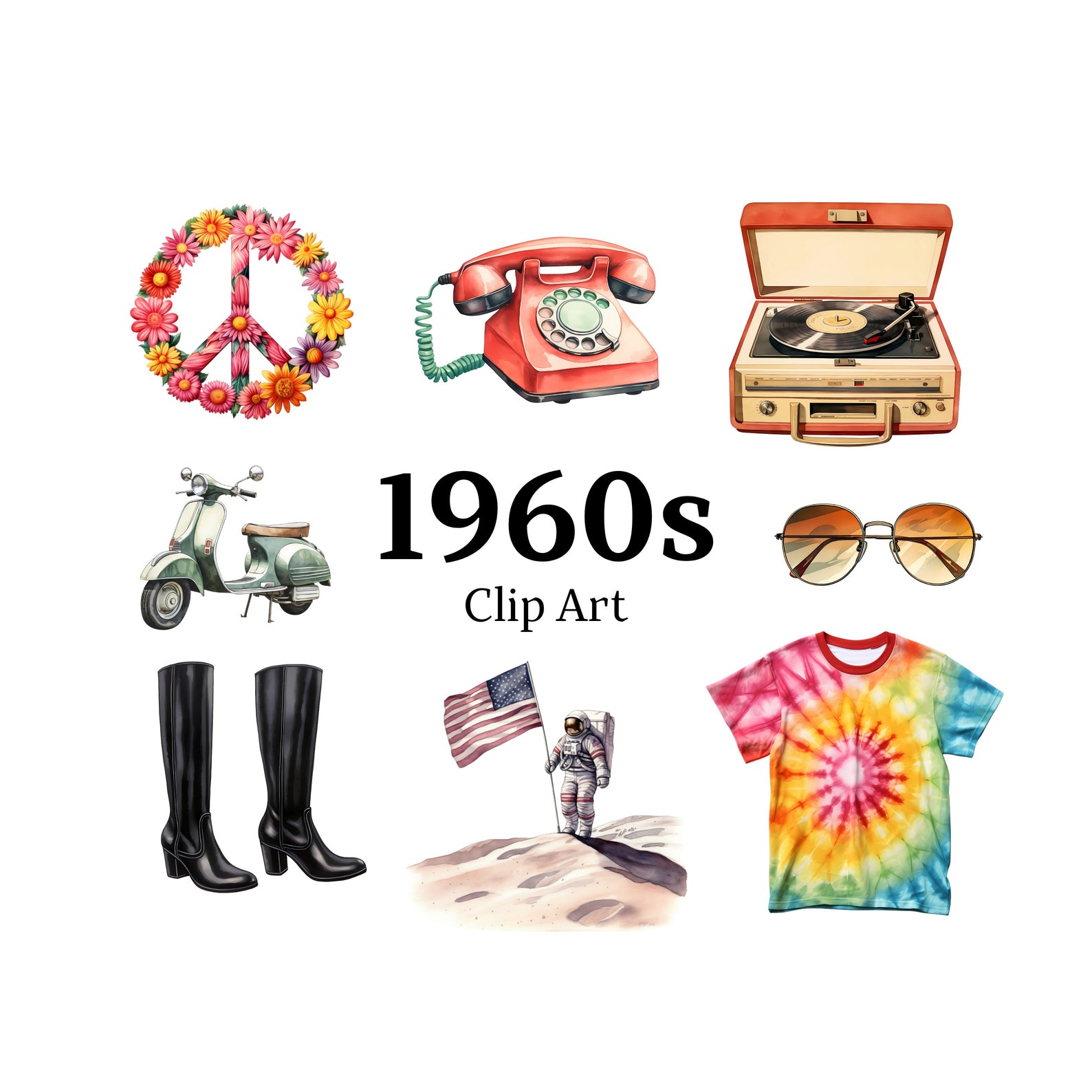 1960s Clip Art - Nostalgia, Scrapbook, Crafts, Memory Book, Cards ...
