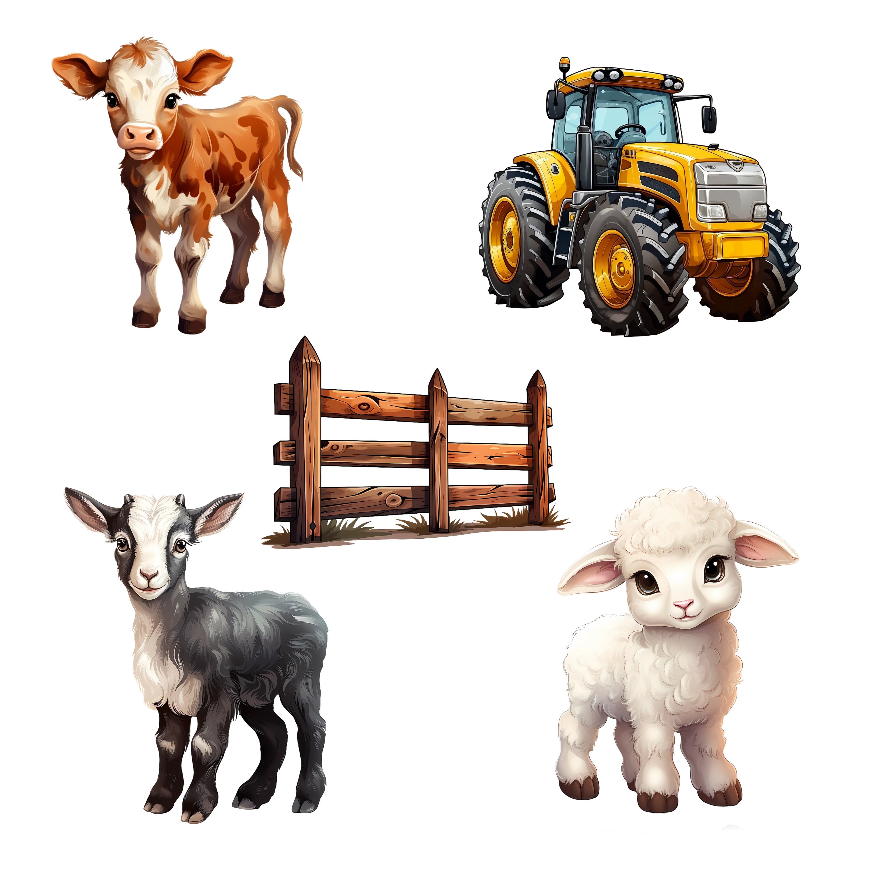 Farm Animal Clip Art Farm Clipart Horses Cows PNG - Etsy