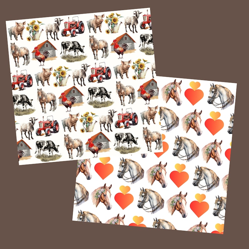 Horses Digital Paper - Horse Scrapbooking Paper, Junk Journals, Pattern ...