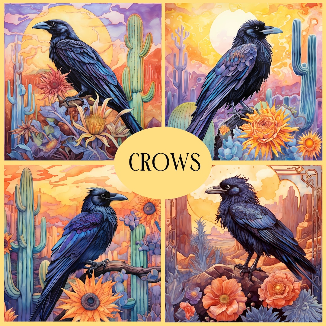 Crow - Poster, AI Art, Wall Art, Digital Paper, Scrapbook Paper ...