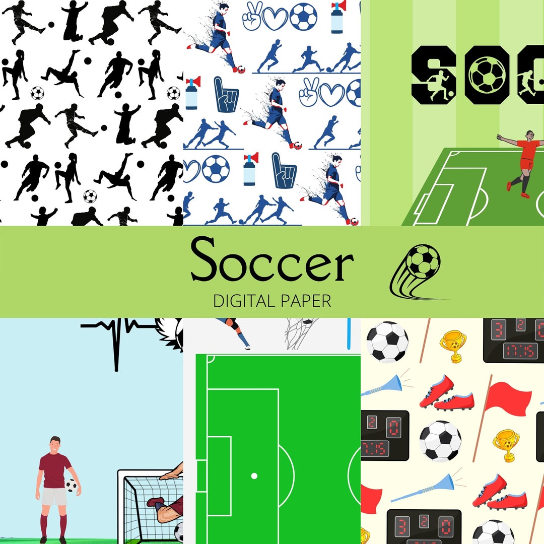 Soccer Digital Paper - Soccer Scrapbook Paper, Junk Journal, Printable ...