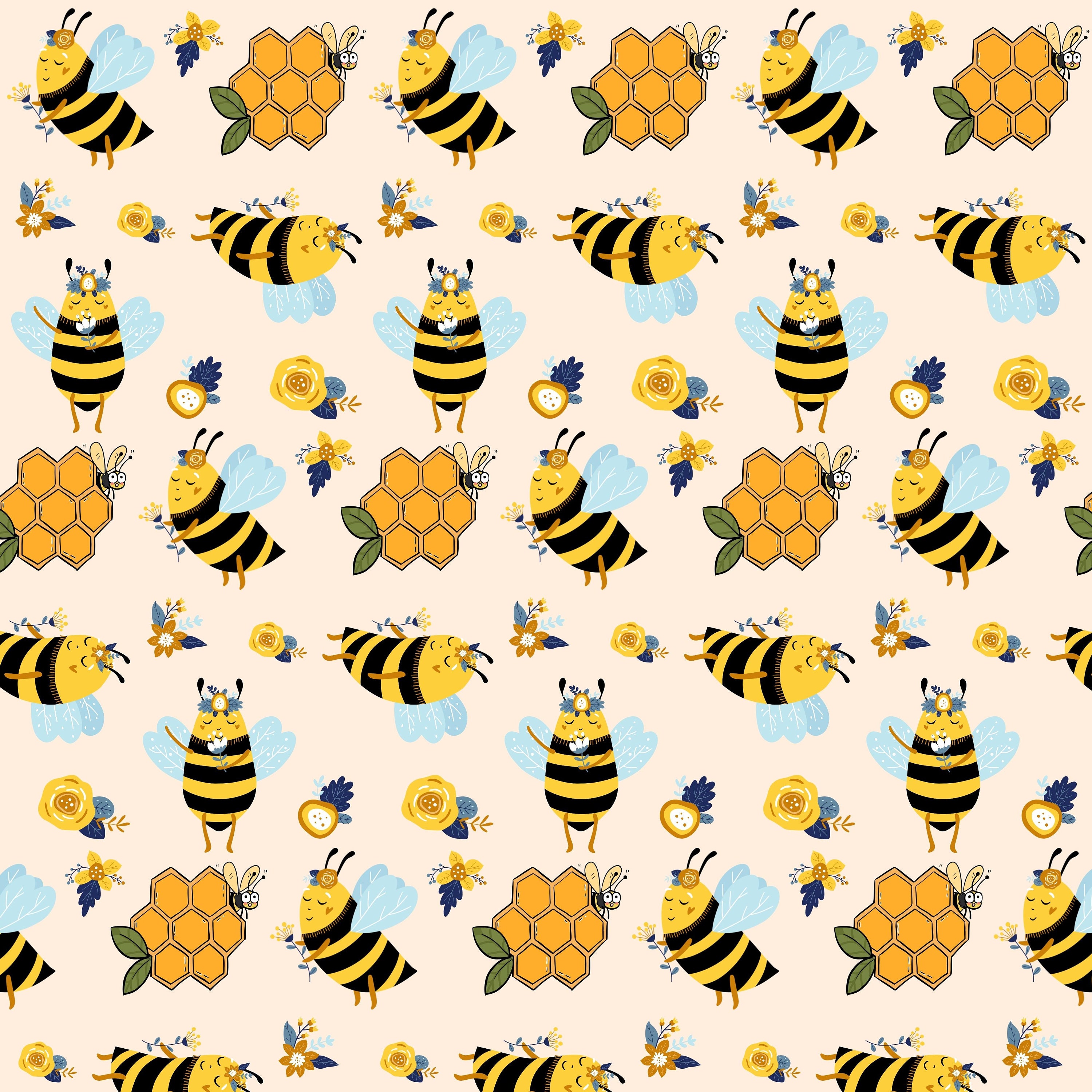 Bumble Bee Digital Paper Bees Scrapbook Paper Pattern - Etsy